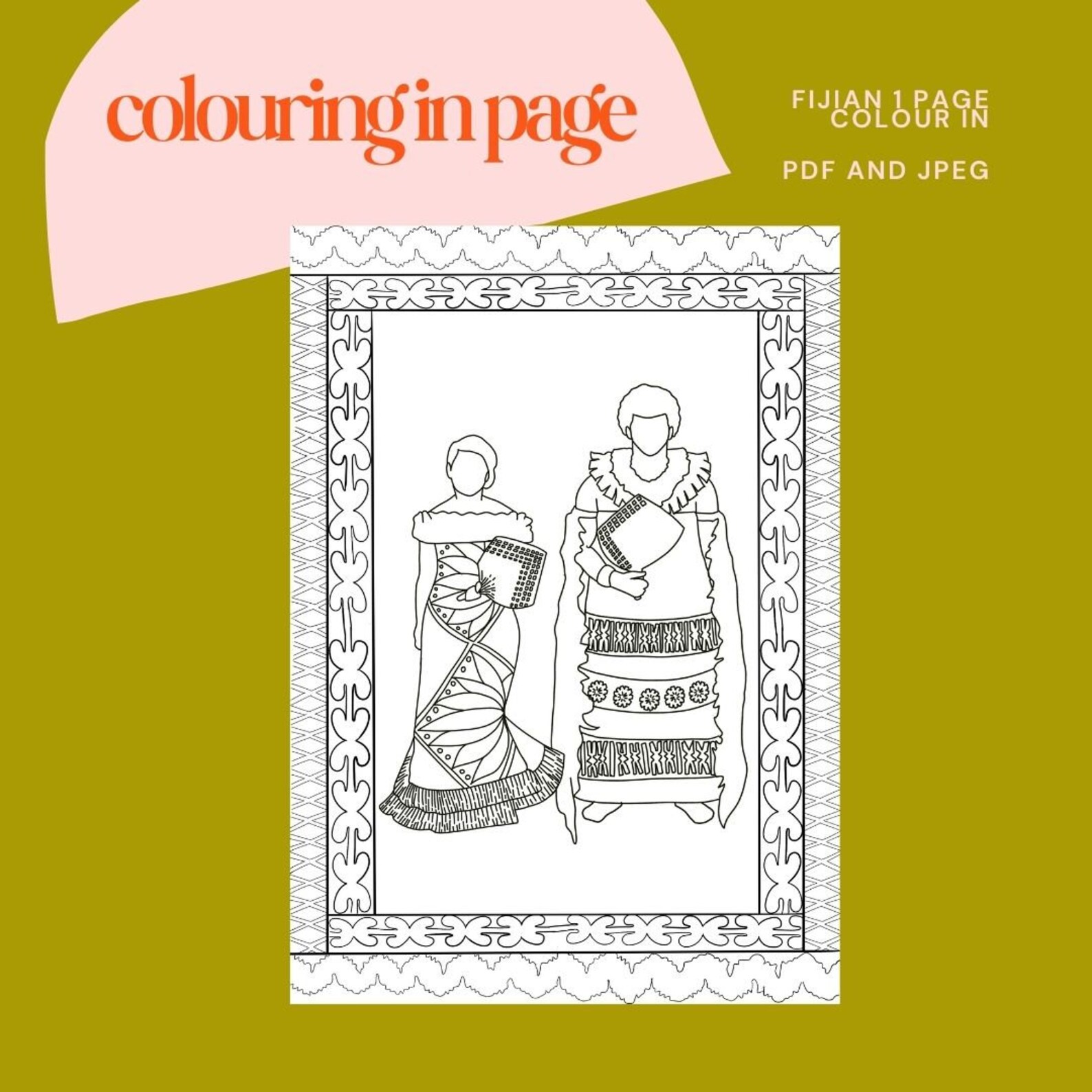 Colouring in Page Print Fijian and Pacific Island Patterns - Etsy