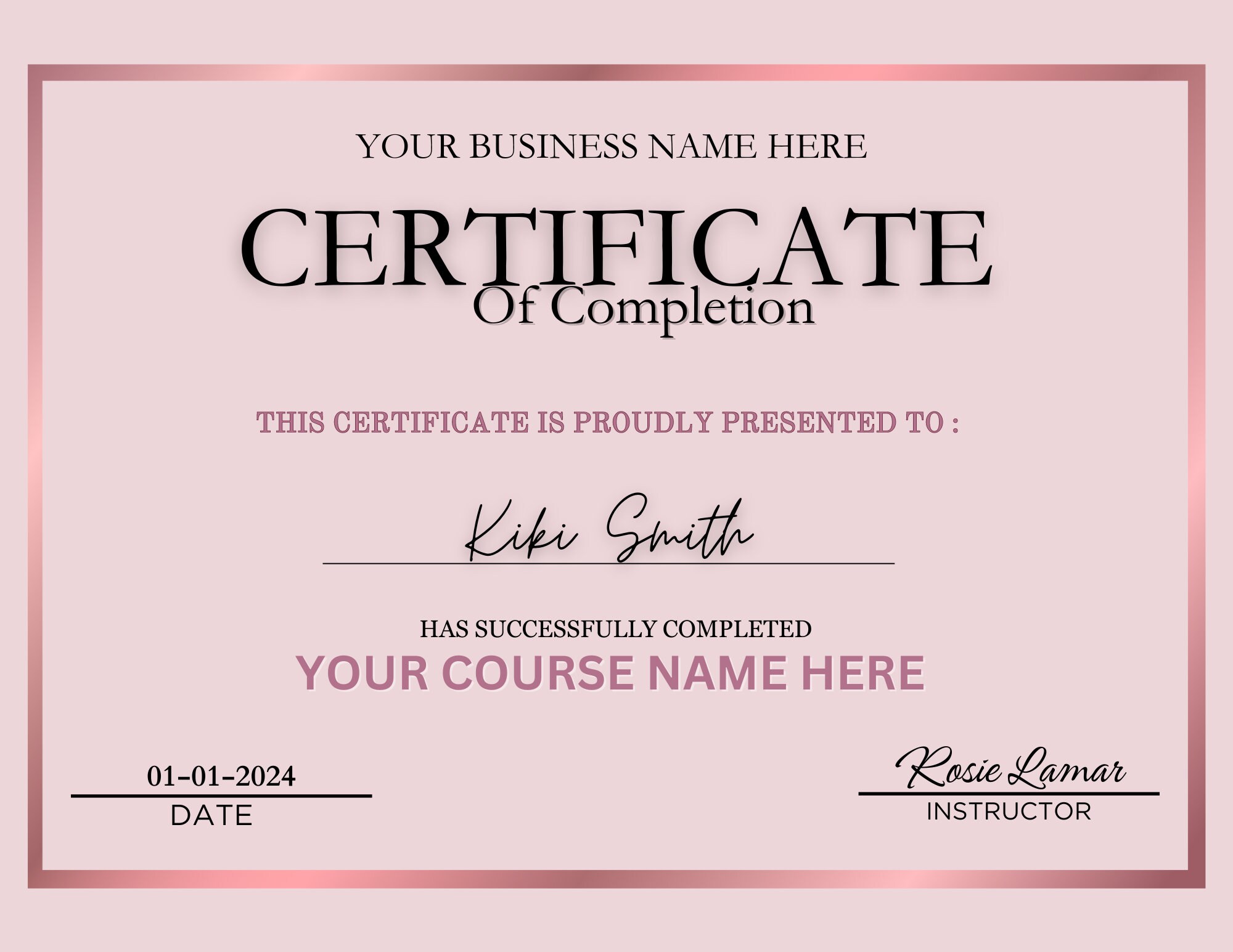 Editable Lash Certificate of Completion Template, Printable Lash ...