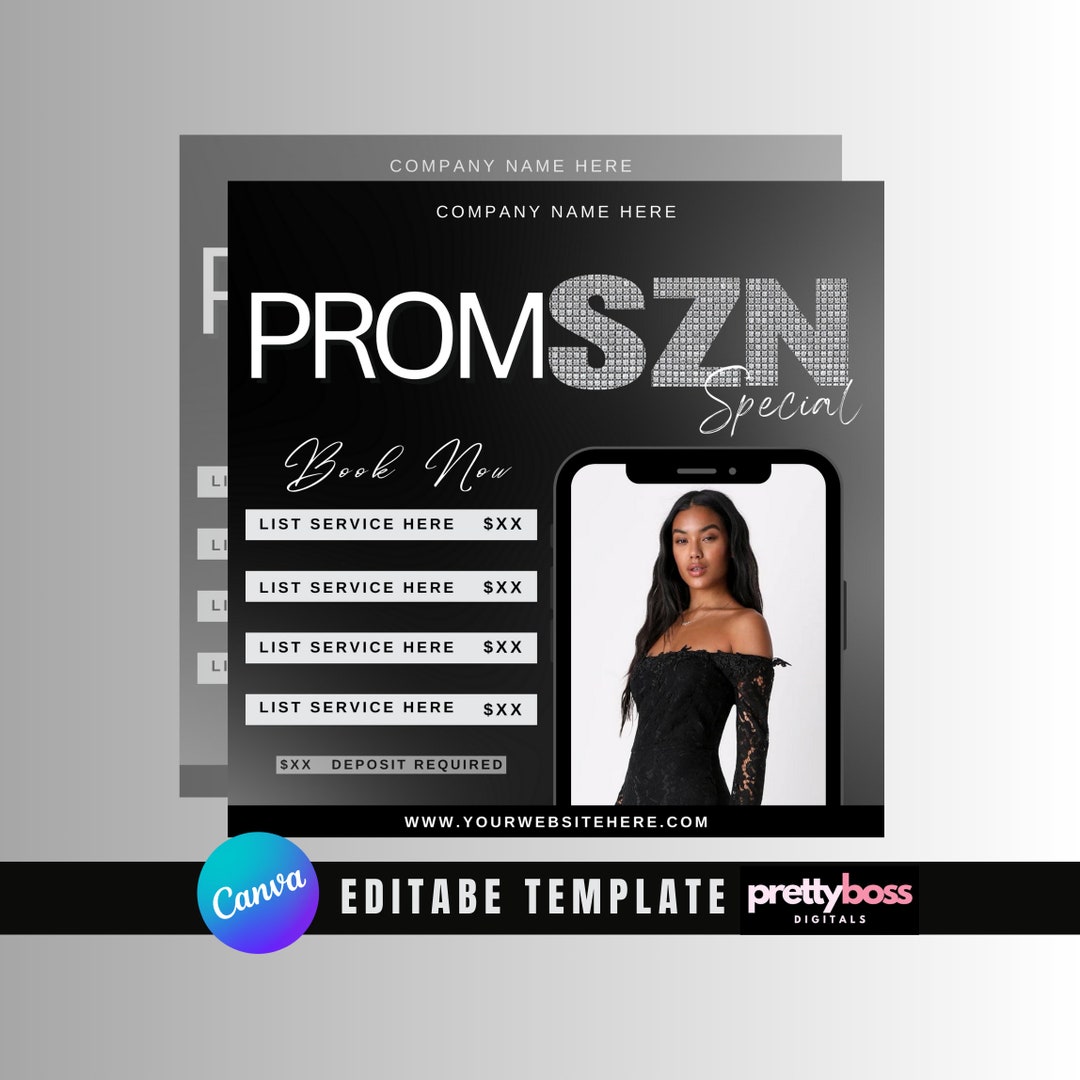 Prom Special Flyer, Beauty Appointments, Canva Template (digital ...
