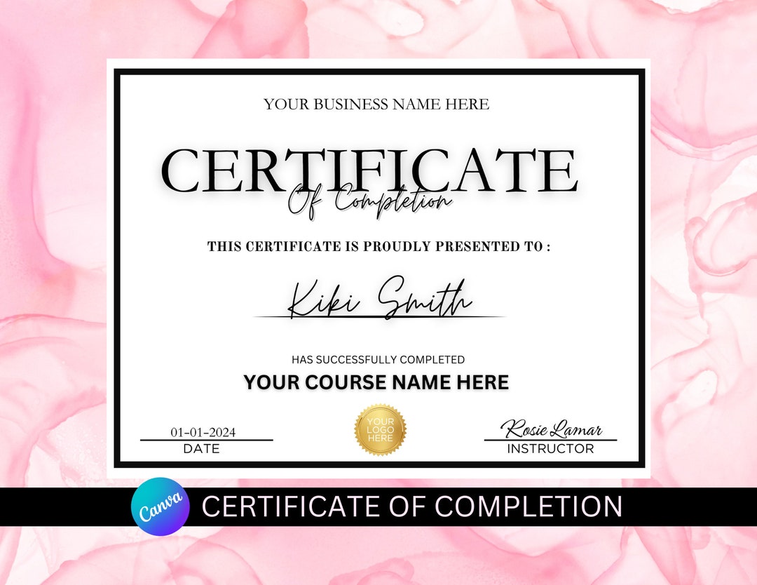 Certificate Template, Beauty Course Certificate Template, DIY Editable ...