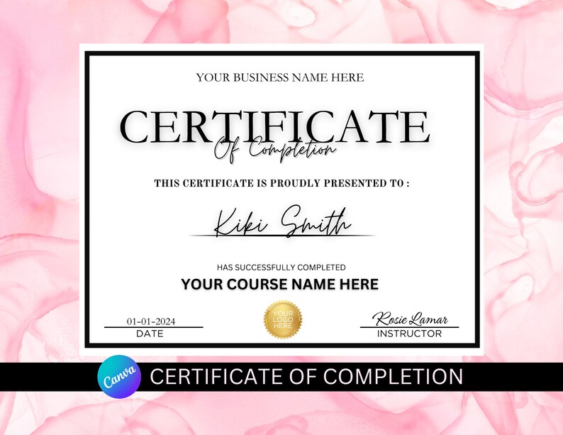 Certificate Template, Beauty Course Certificate Template, DIY Editable ...