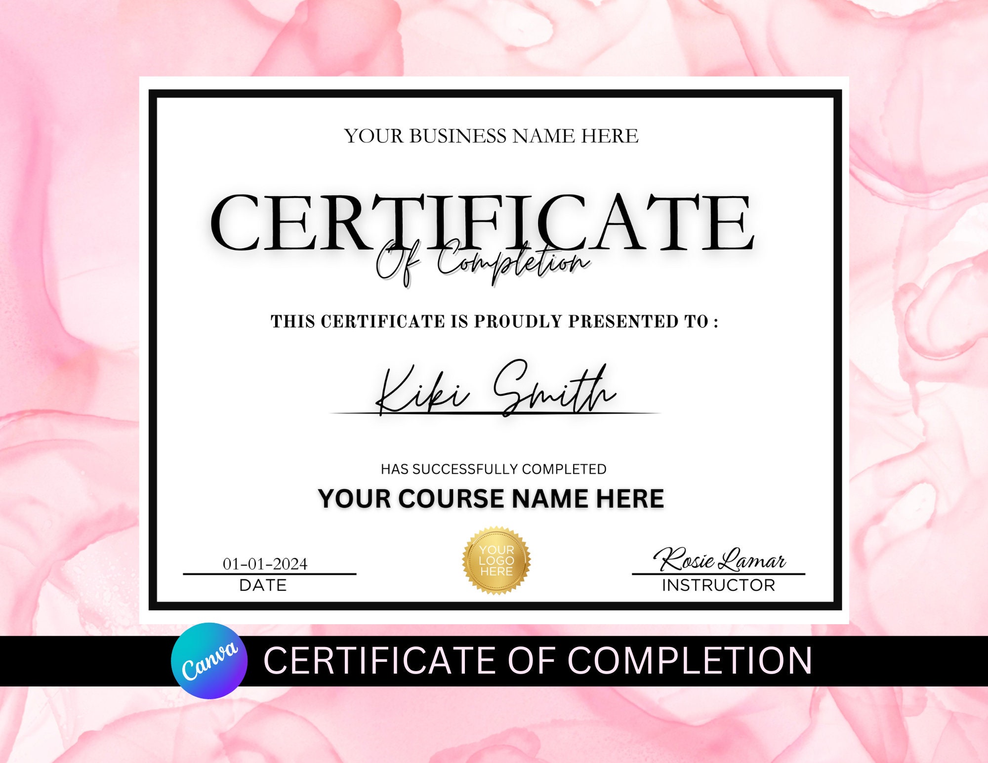 Certificate Template, Beauty Course Certificate Template, DIY Editable ...