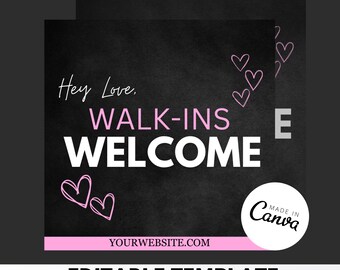 Walk-ins Flyer Editable Canva Template - Etsy
