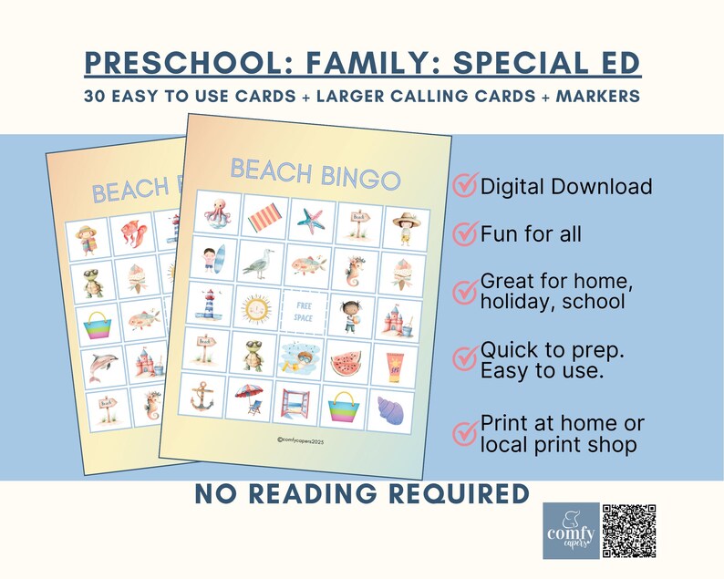 Quiet Time Vacation Bingo Printable, Beach Bingo for Kids, Preschool ...