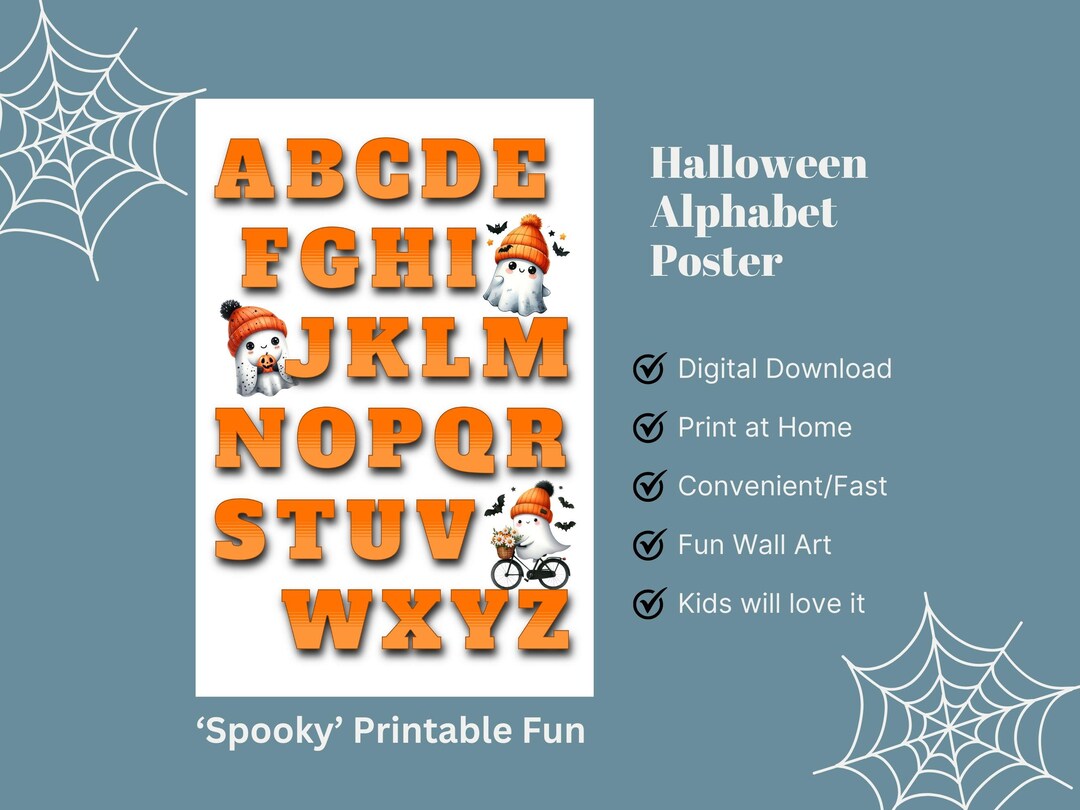 Cute Halloween Alphabet Poster, Preschool Print, Fall Education ...