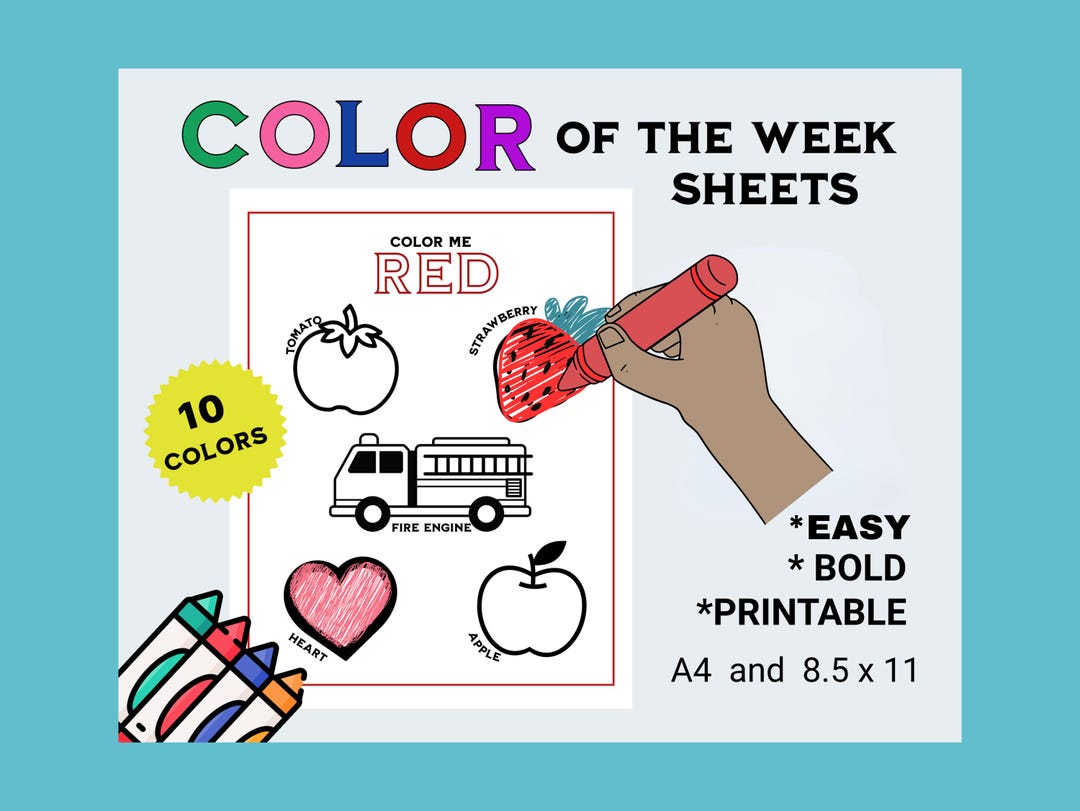 Bold and Easy Preschool Color of the Week Worksheets, Preschool ...