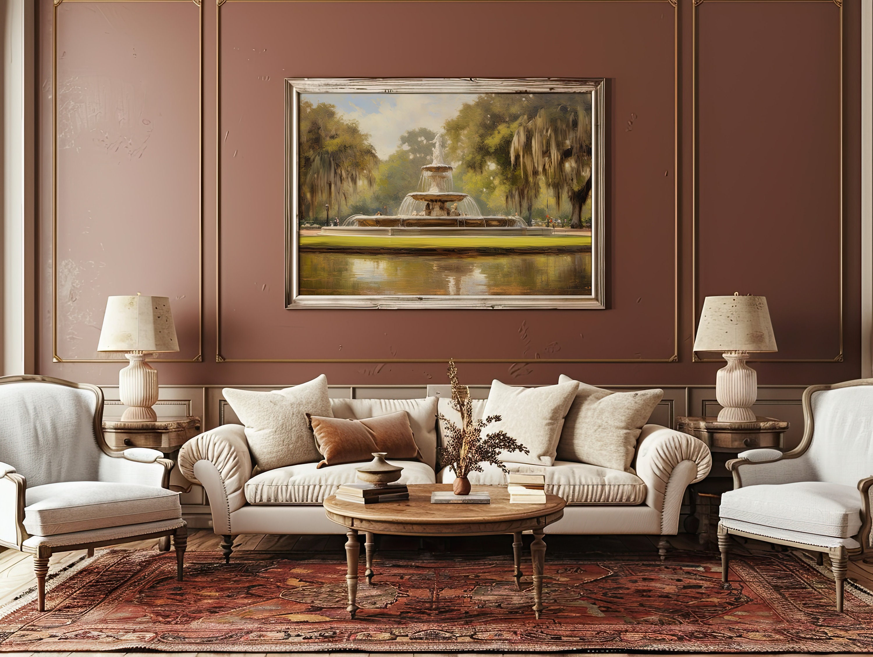 Vintage Forsyth Park in Antebellum Savannah Georgia Oil Painting ...