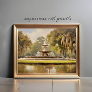 Vintage Forsyth Park in Antebellum Savannah Georgia Oil Painting ...