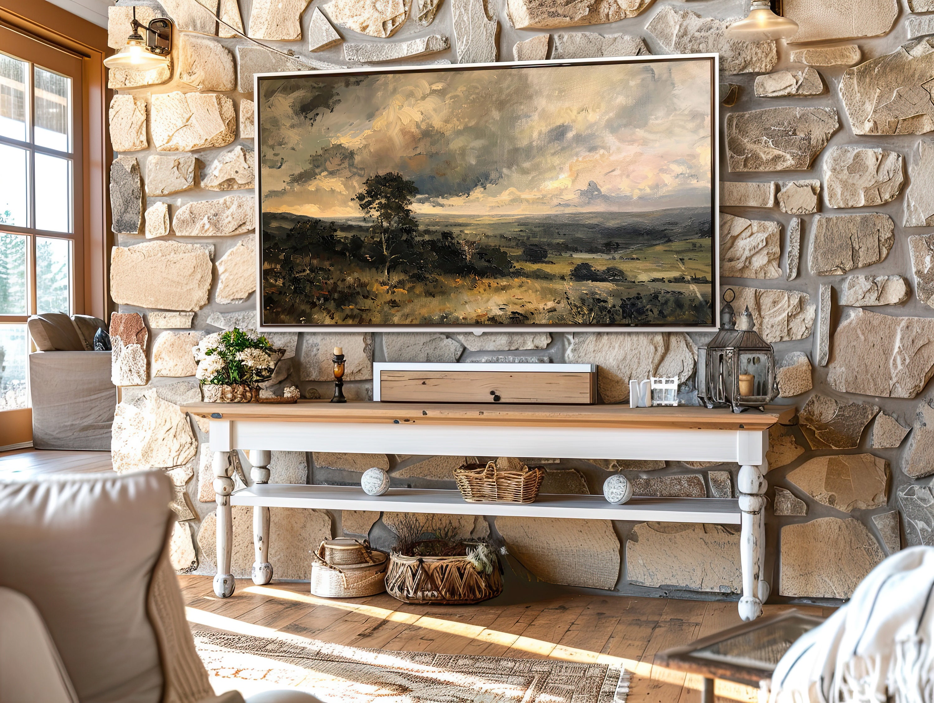 Muted Tone Frame TV Farmhouse Moody Art Vintage Tv Art Samsung Cottage ...