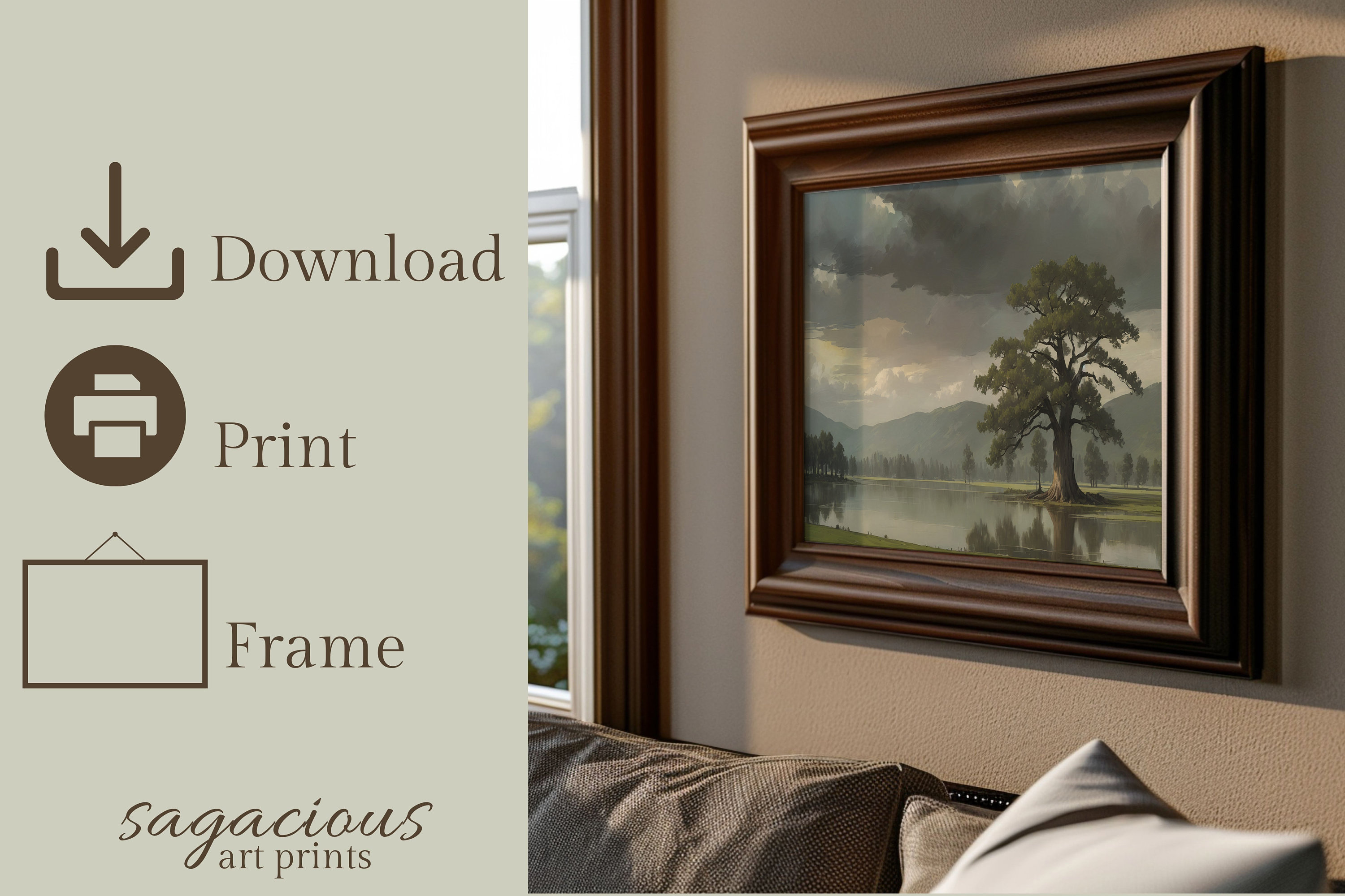 Rustic PRINTABLE Moody Bald Cypress Wall Art Earthy Natural Tones ...