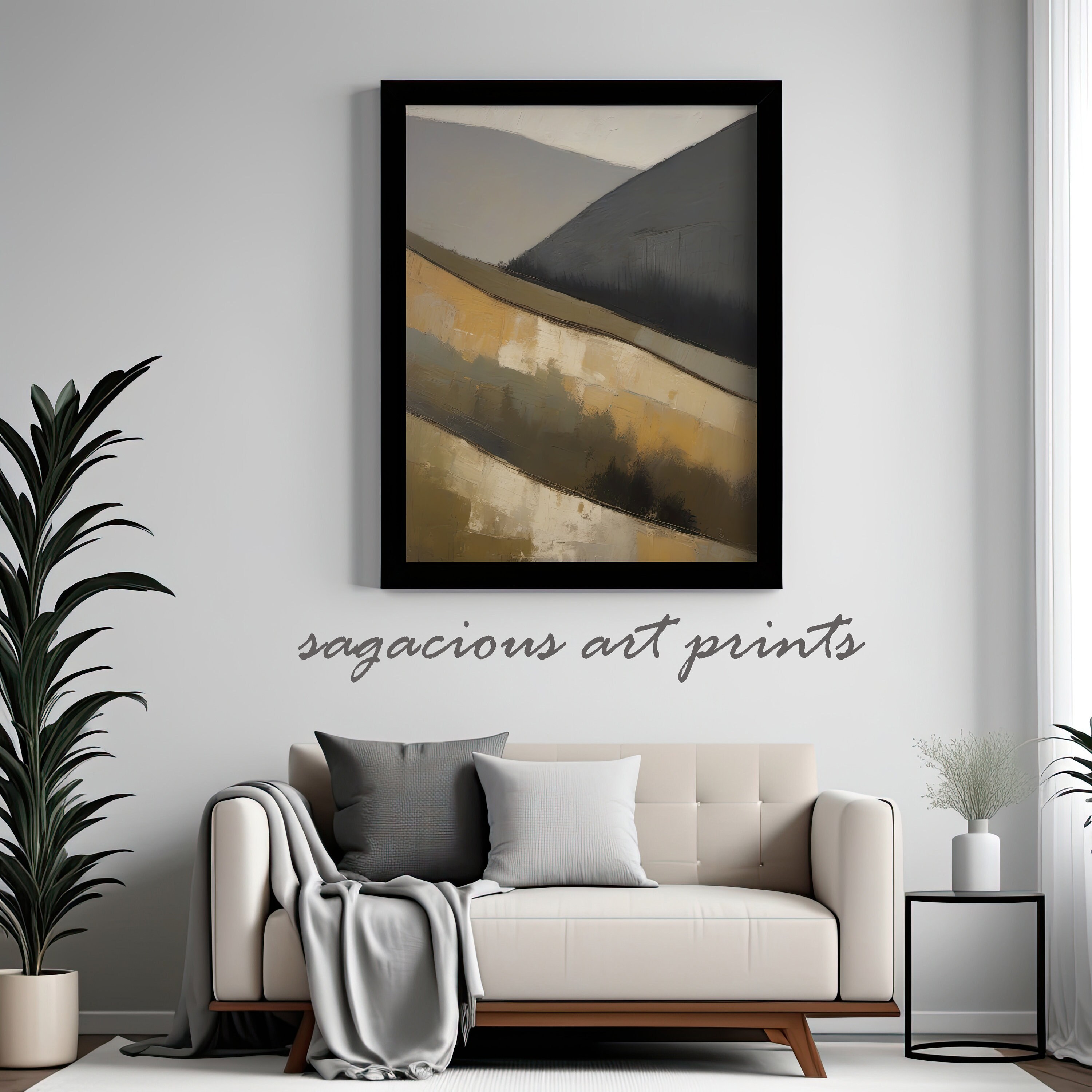 Abstract Hillside Landscape Printable Japandi Wall Art Digital Download ...