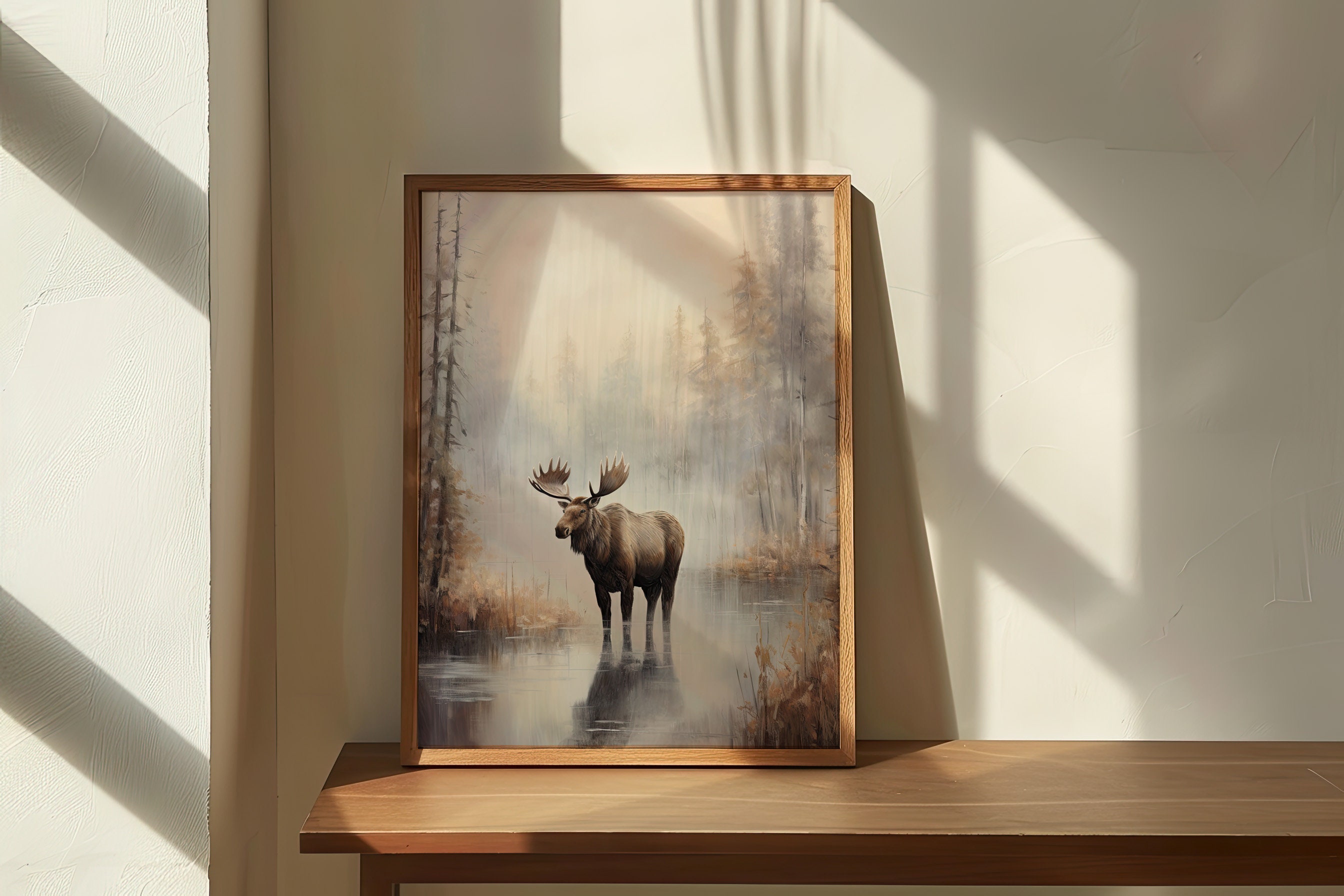 Printable Moose Painting Wildlife Wall Art Print Download Cabin Decor ...