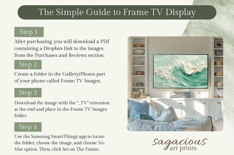 Frame TV Textured Summer Art | Seafoam Green Ocean Waves 3D Printable ...