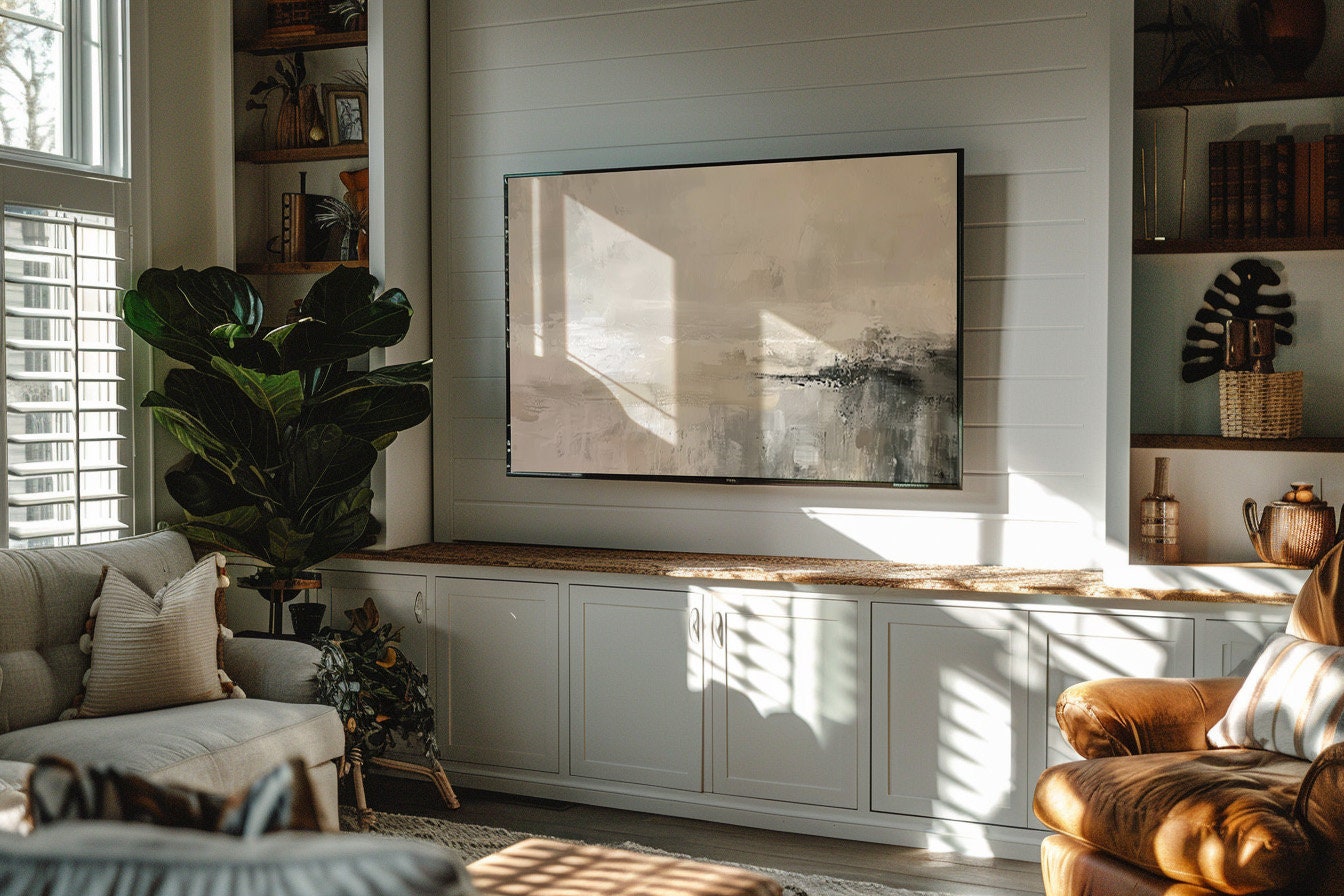 Abstract Modern TV Wallpaper in Neutral Tones for Frame TV Rustic Oil ...