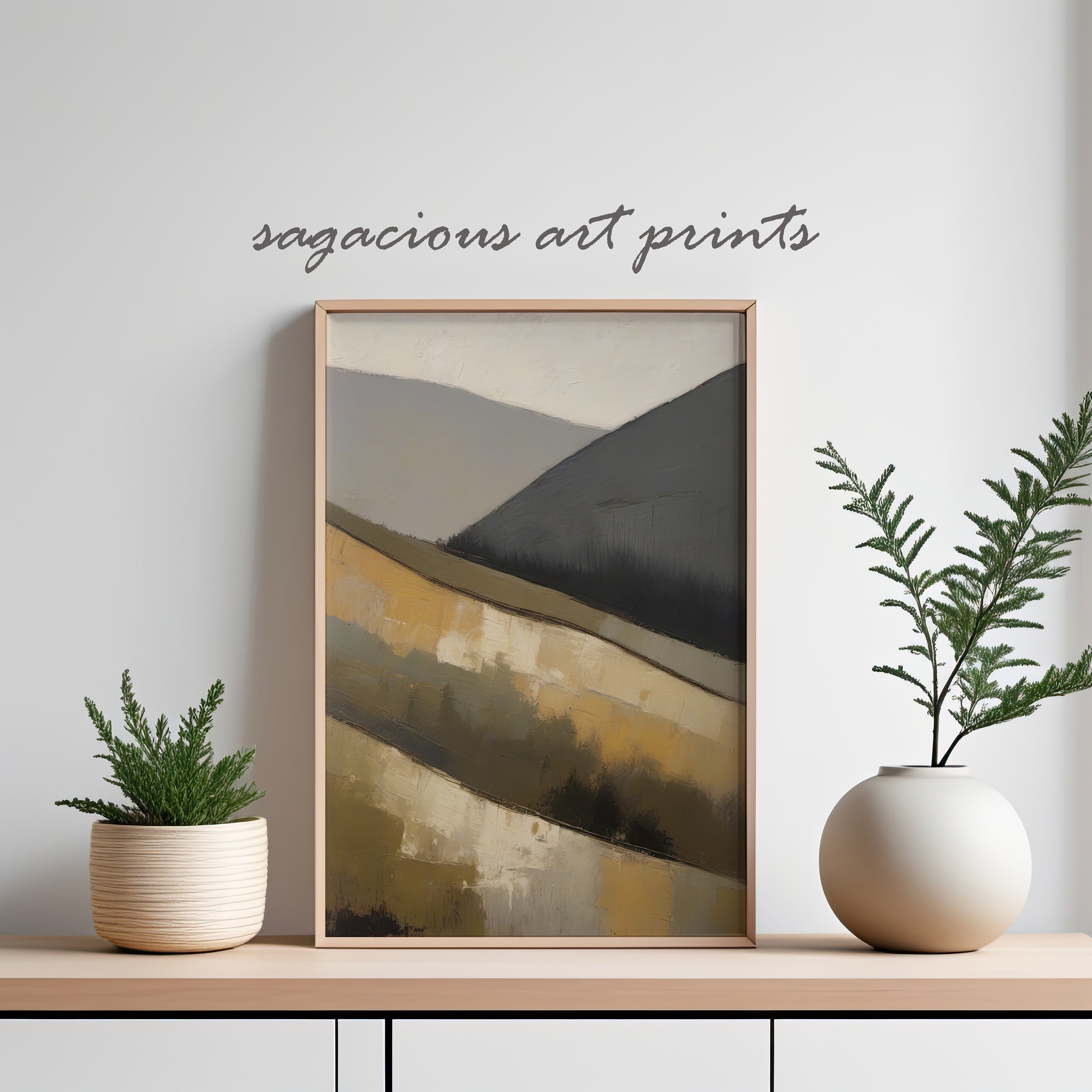 Abstract Hillside Landscape Printable Japandi Wall Art Digital Download ...