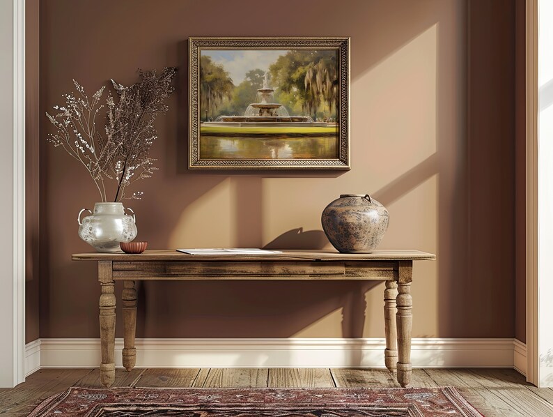 Vintage Forsyth Park in Antebellum Savannah Georgia Oil Painting ...