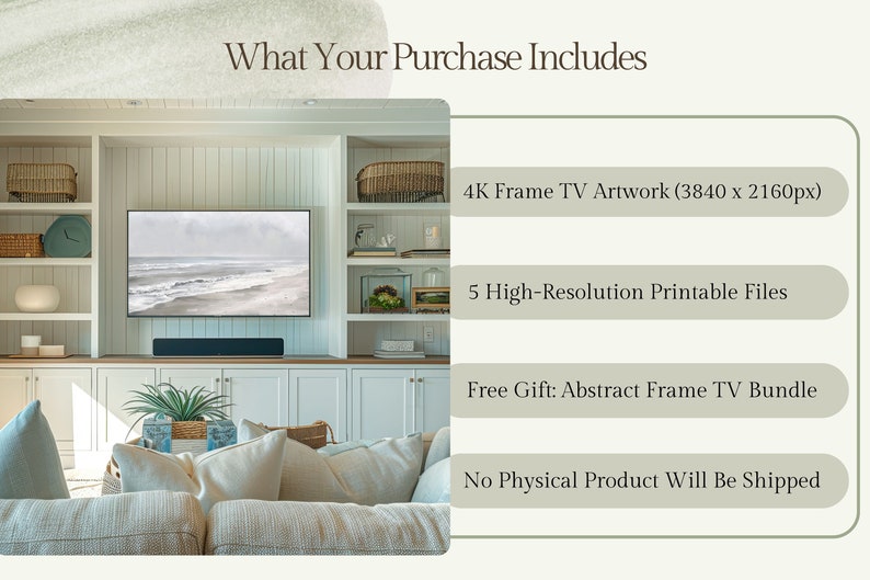 Frame TV Neutral Cool Gray Moody Coastal Ocean Painting Seascape ...