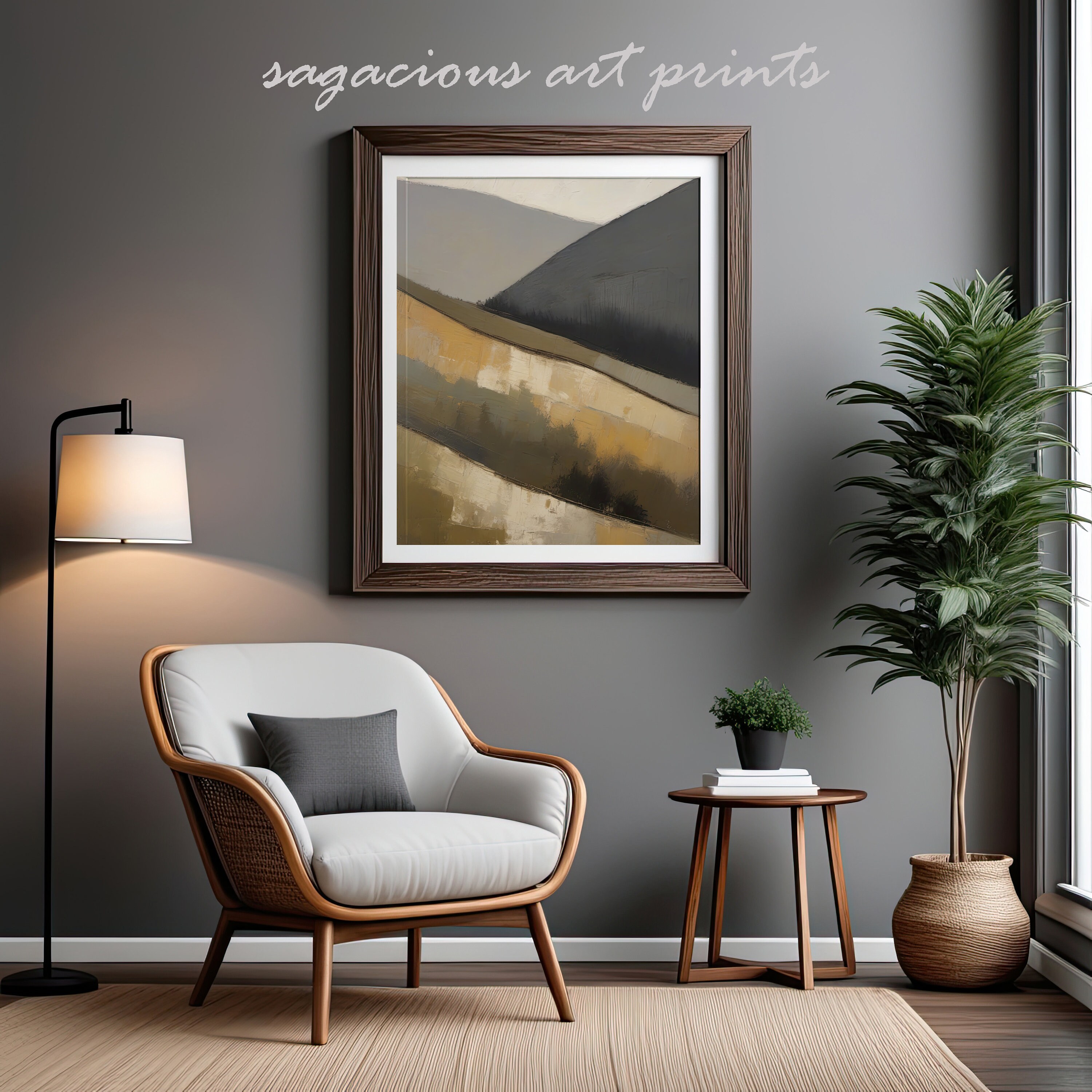 Abstract Hillside Landscape Printable Japandi Wall Art Digital Download ...