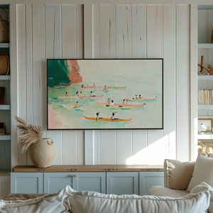 Frame TV Summer Art Pastel Pink Impressionist Kayakers Digital Download ...