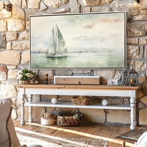 Frame TV Sailboat Art Vintage Nautical Painting for Samsung Tv ...