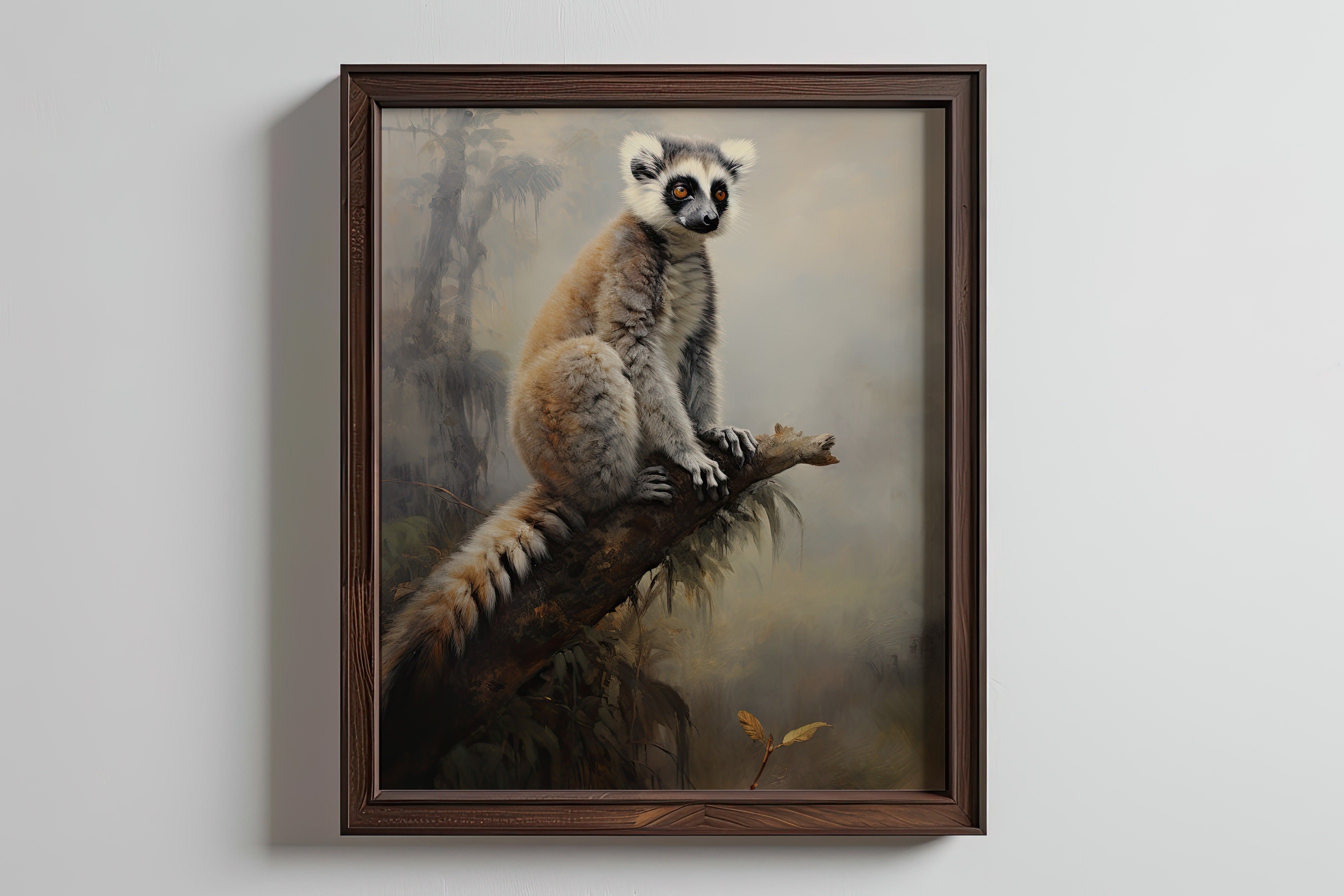 Ring Tailed Lemur Printable Wildlife Impressionist Wall Art Print ...