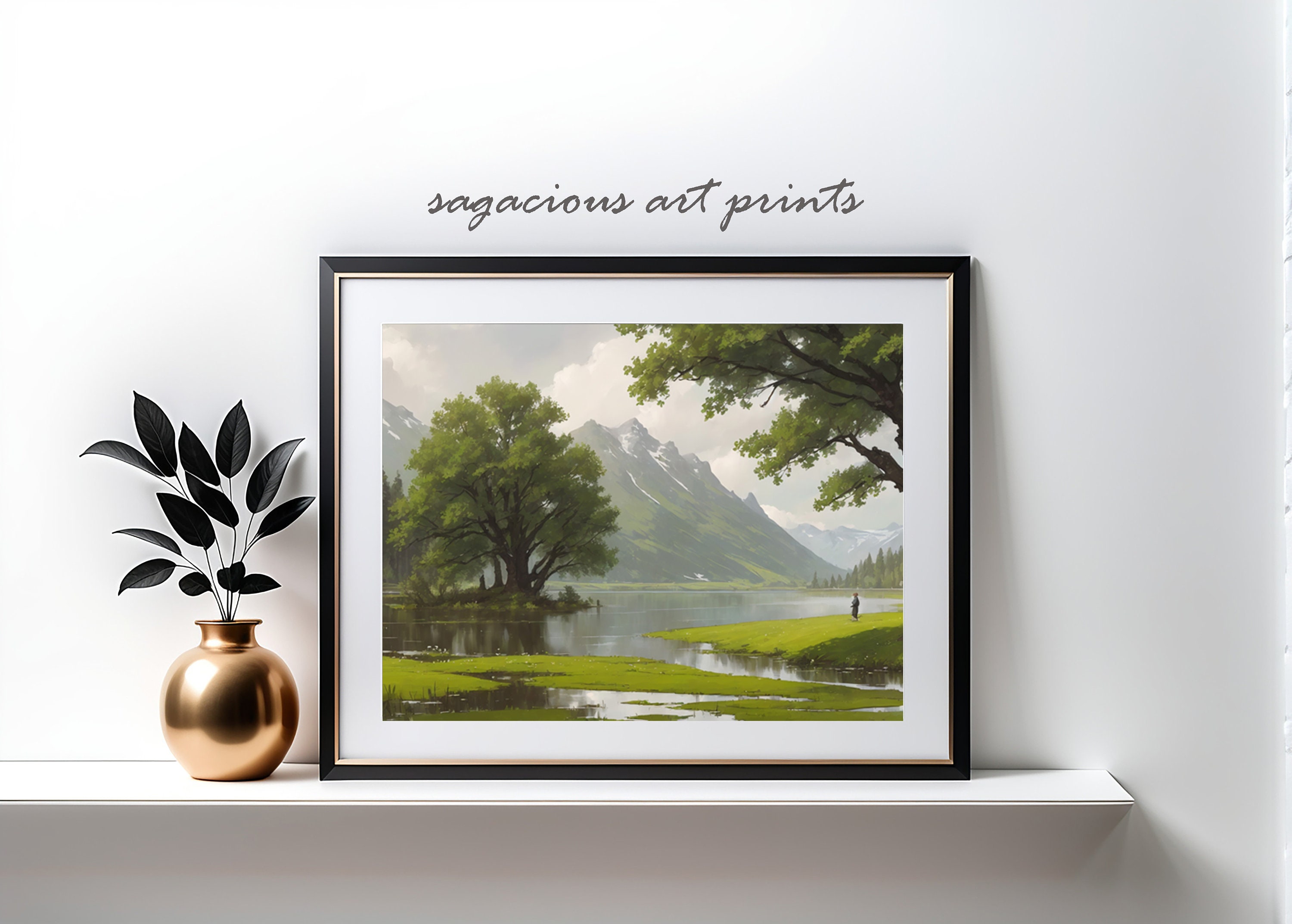PRINTABLE Digital Wall Art European Alder Tree Landscape Painting ...