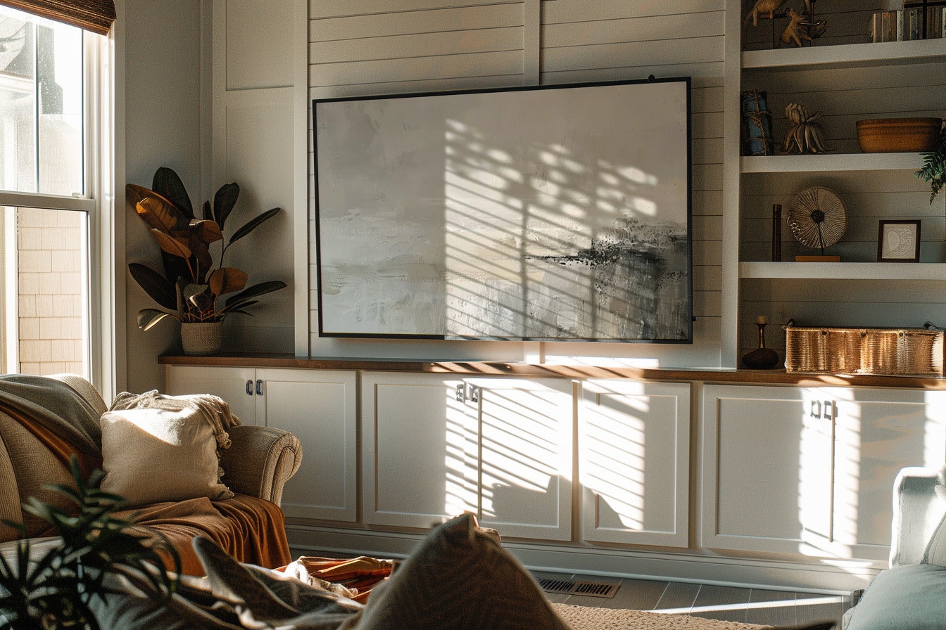 Abstract Modern TV Wallpaper in Neutral Tones for Frame TV Rustic Oil ...