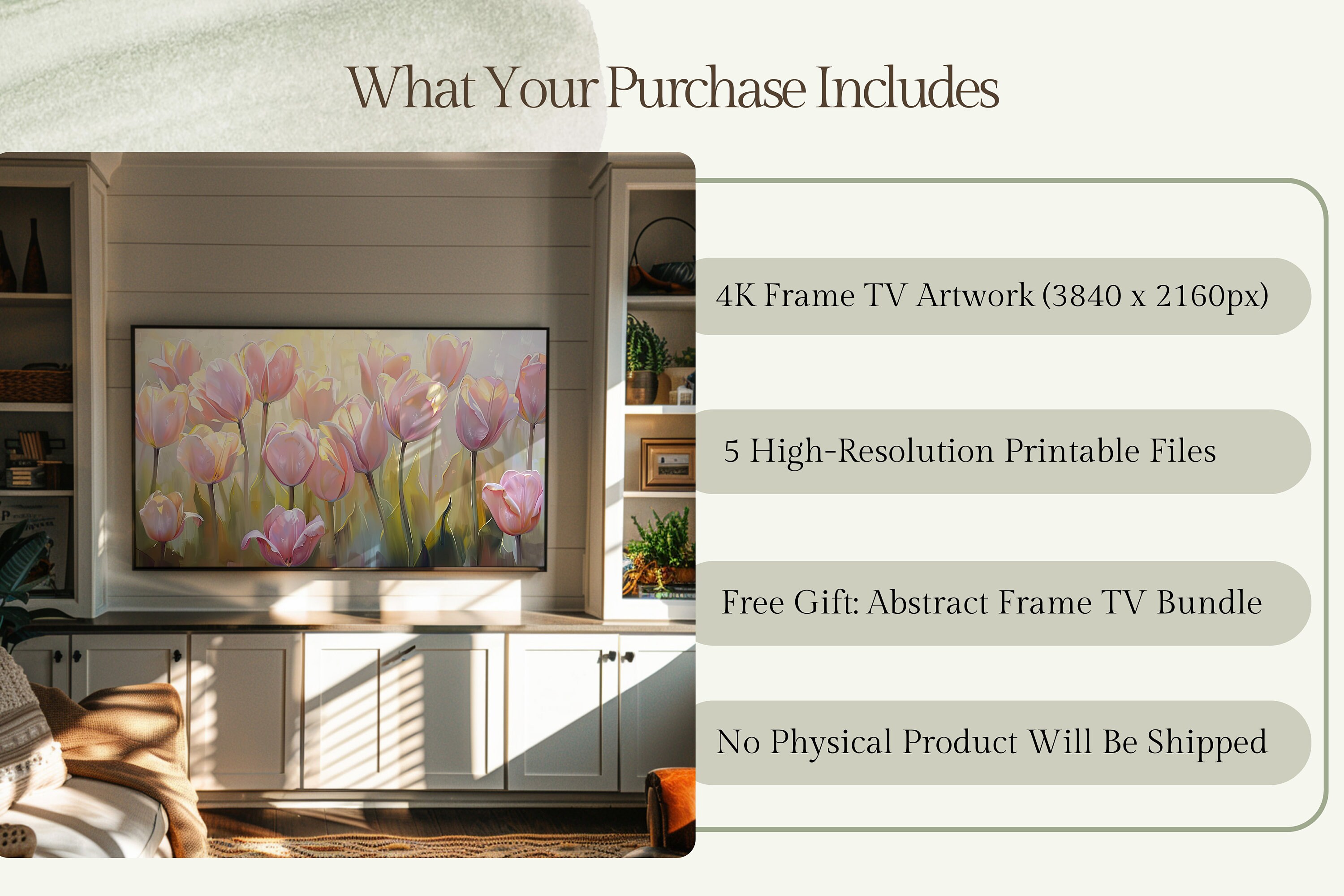 Frame Tv Spring Flower Art Pastel Pink Spring Easter Tulips Painting ...