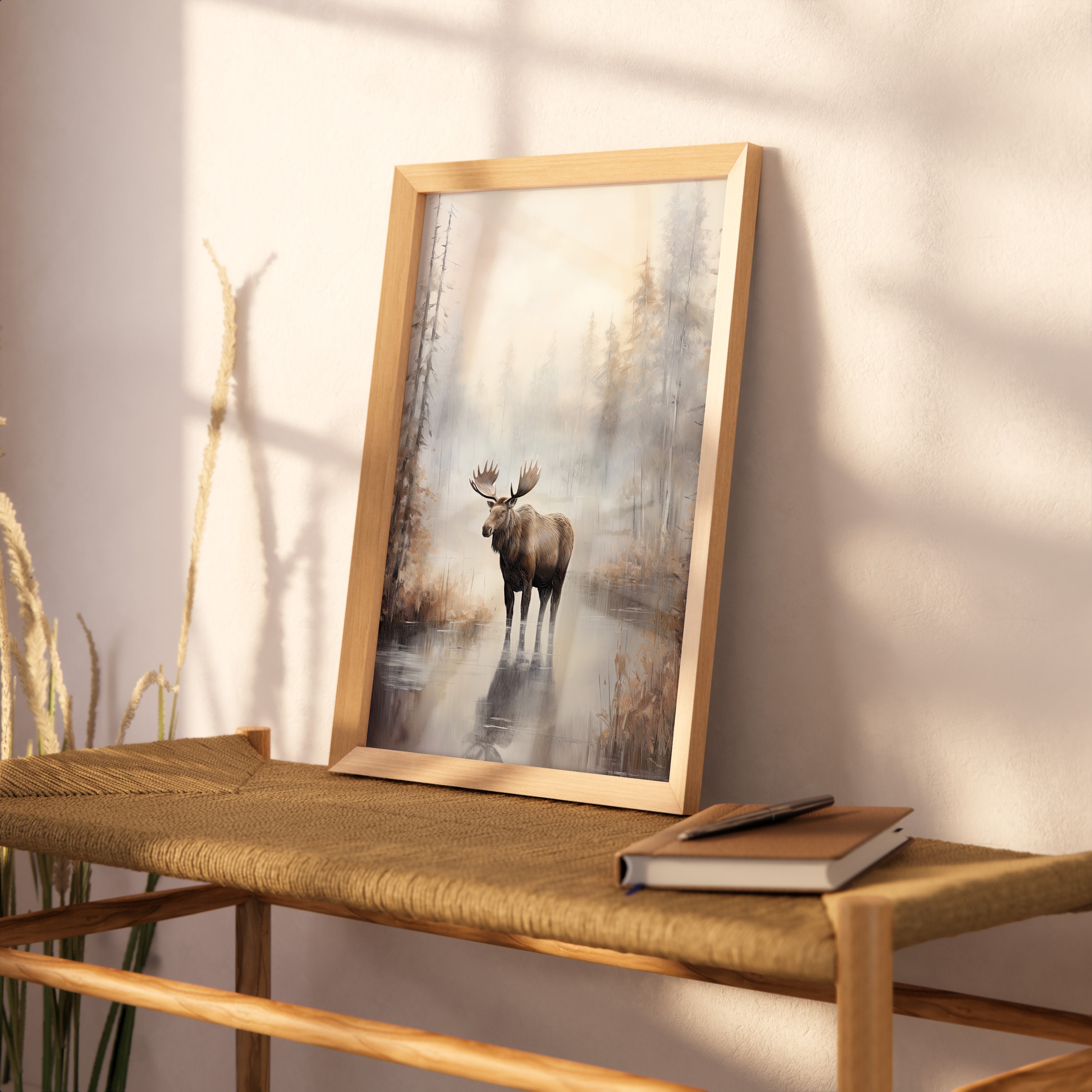 Printable Moose Painting Wildlife Wall Art Print Download Cabin Decor ...
