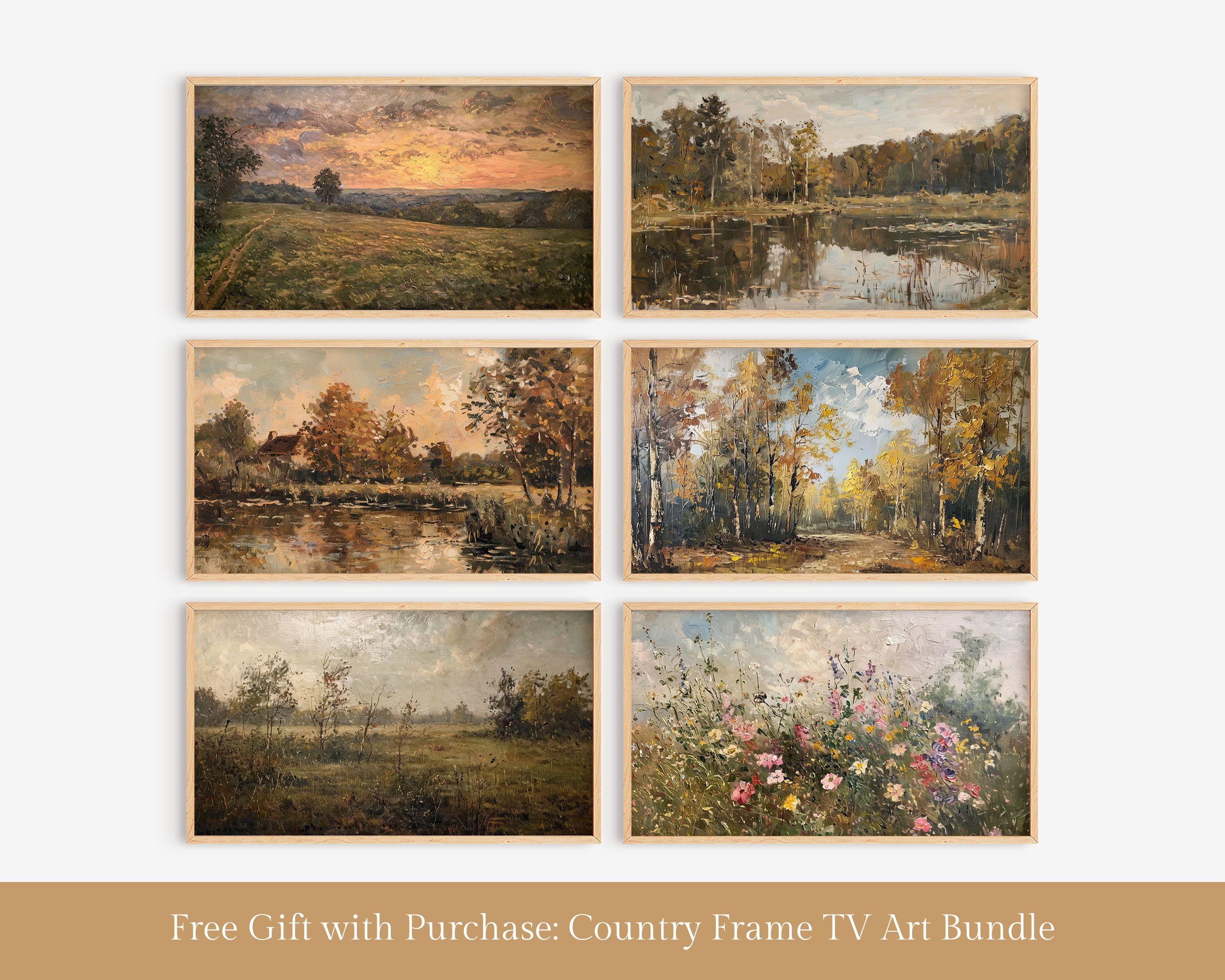 Country Frame TV Landscape Art Vintage Farmhouse Decor for Samsung Tv ...