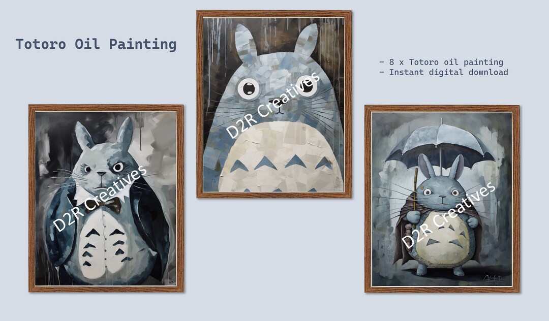 Totoro Oil Paint, Studio Ghibli Poster, Studio Ghibli Print, Digital ...