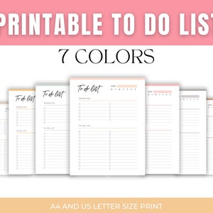 Printable to Do List | Weekly To-do Pdf | Planner Checklist | A4 and US ...