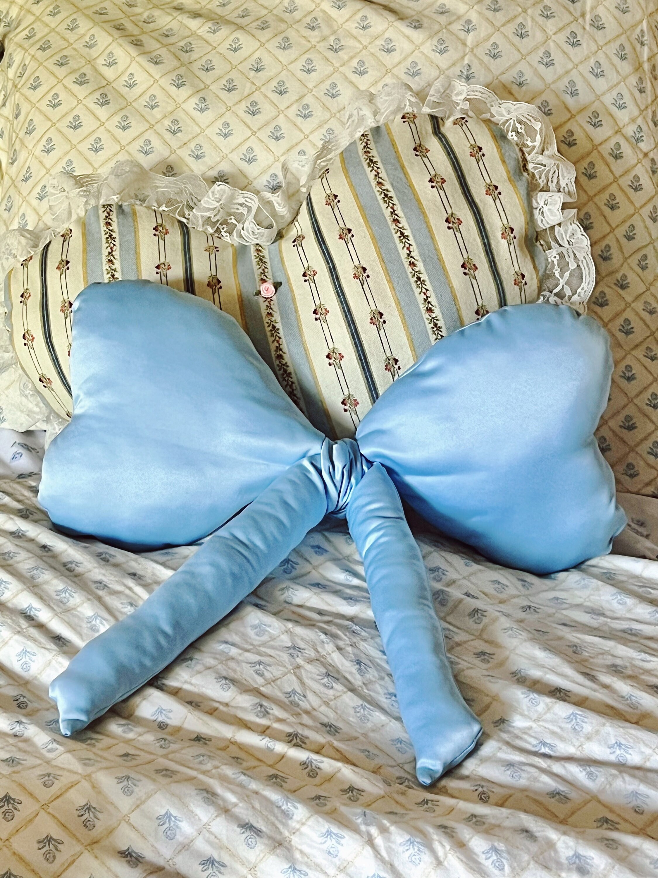 Bow Pillow. Coquette Pillow. Satin Pillow. Cottage Core Pillow. Bow ...