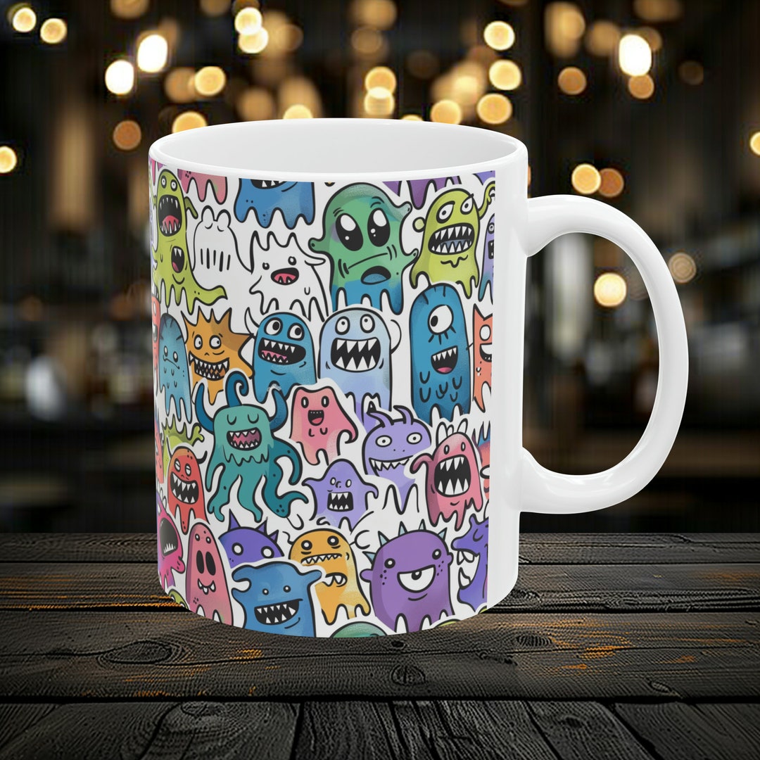 Doodle Kid Cryptid Mug, Kids Hot Chocolate Mug, Monster Mug, Goblins ...