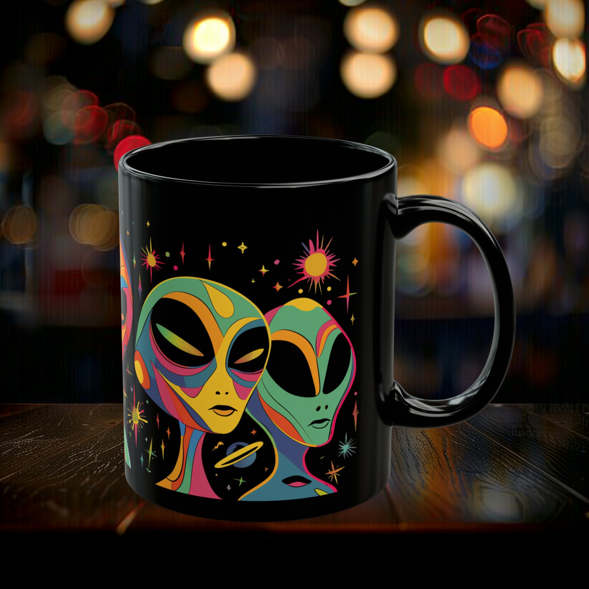 Psychedelic Alien Mug, Alien Abduction Mug, UFO Mug, Aliens, Flying ...