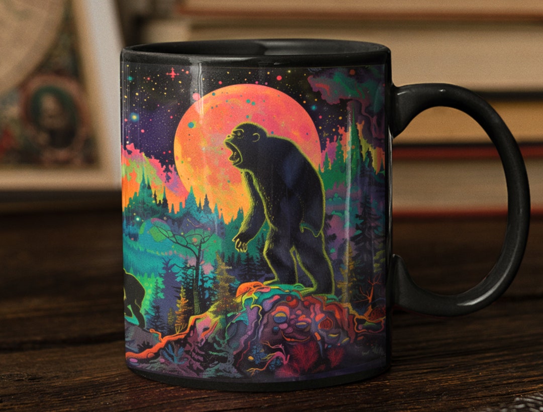 Psychedelic Bigfoot Mug, Sasquatch Mug, Trippy, Cryptids, 70s Mug, Gift ...