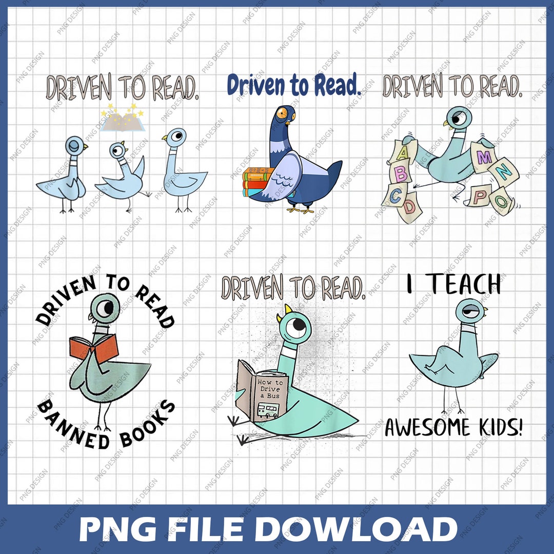 The Pigeon PNG Bundle,reading Book Png, I Teach Kids Piggie Pigeon Png ...
