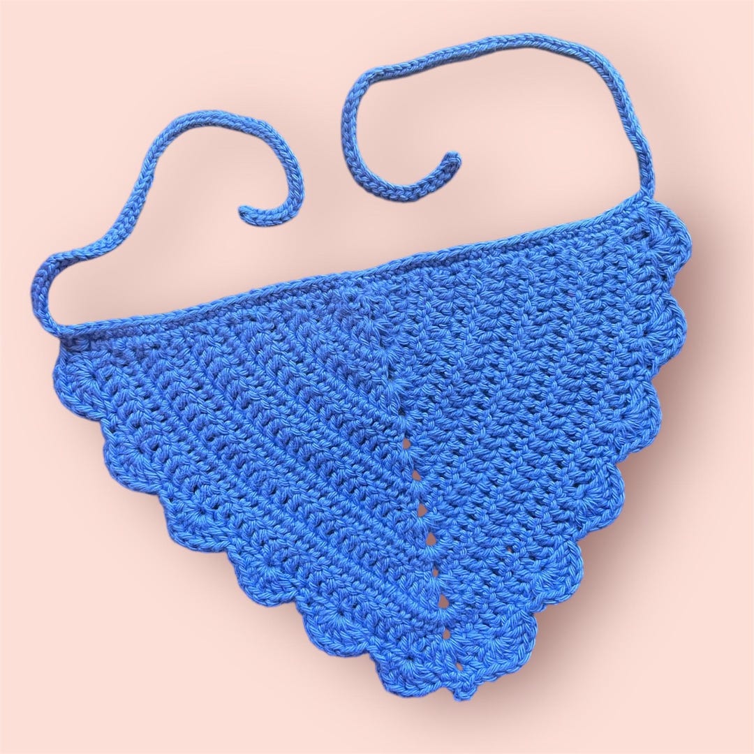 Blue Crochet Cotton Bandana, Hair Accessory, Wearable - Etsy
