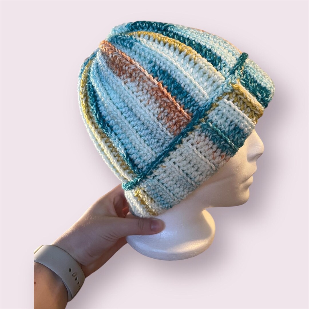 Multicolor Crochet Hat, Handmade Beanie, “the Struggle is Teal” Soft ...