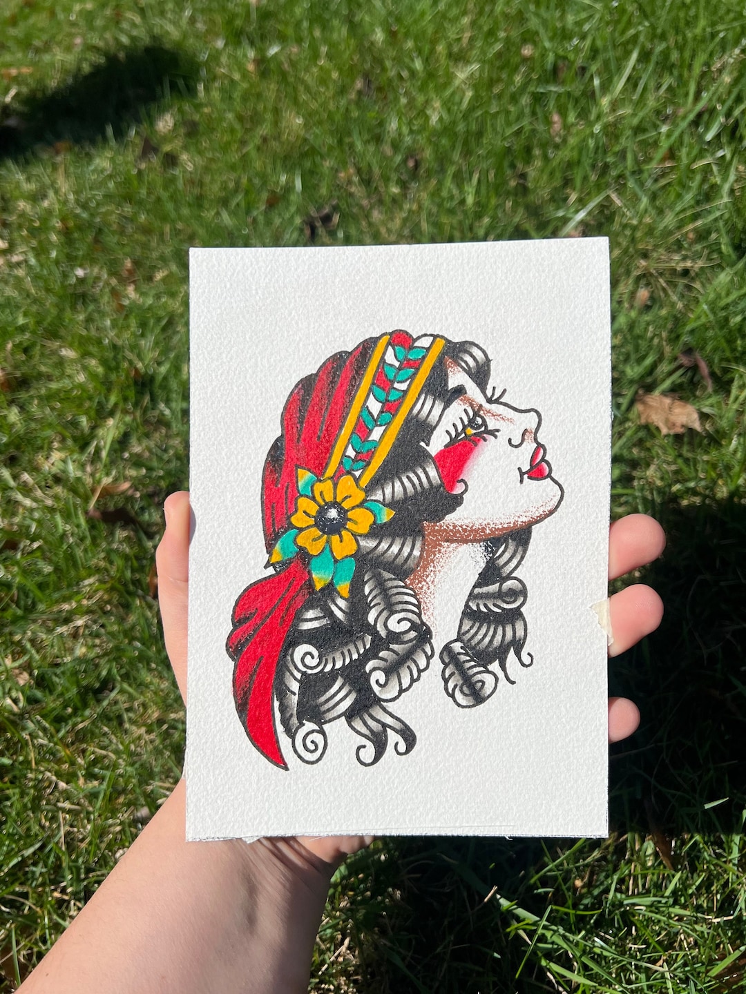 Lady Face Tattoo Flash - Etsy