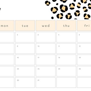 2024 Monthly Calendar Printable Leopard - Etsy