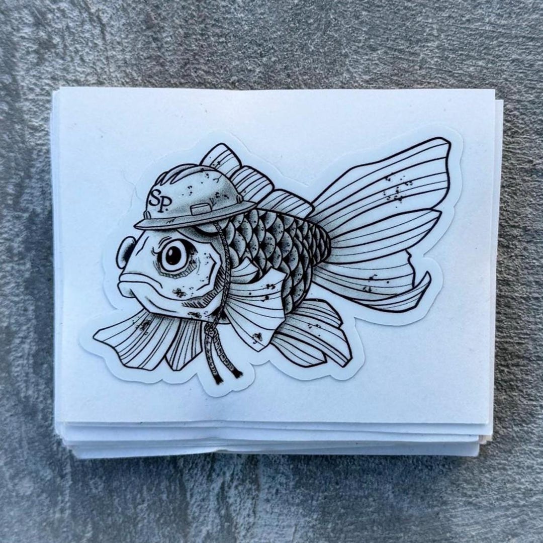 Fish Sticker for Hard Hat Helmets Laptop Vinyl Car Decals Tattoo Style ...