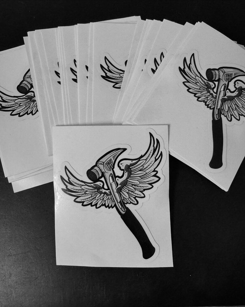 Flying Hammer Stiletto Wings Tool Sticker for Hard Hat Helmets Laptop ...