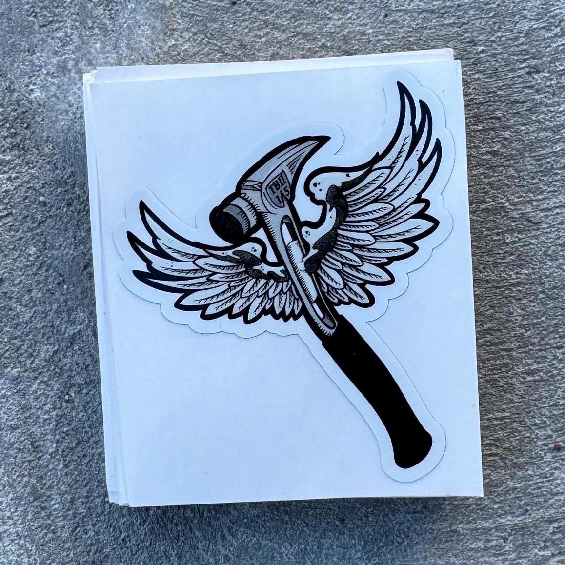 Flying Hammer Stiletto Wings Tool Sticker for Hard Hat Helmets Laptop ...