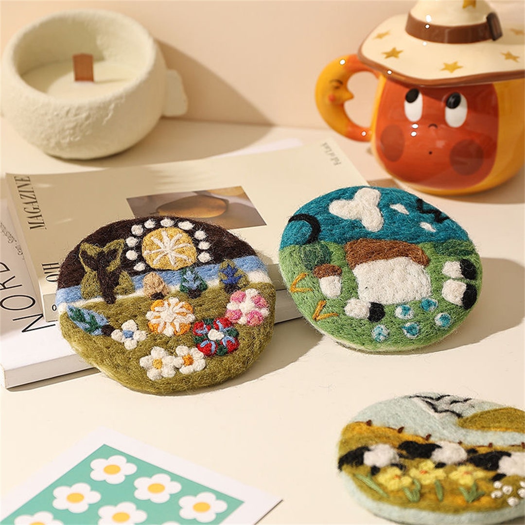 Wool Felt Coaster ,drink Coaster, Felted Coaster ,tea Coaster ,soft ...