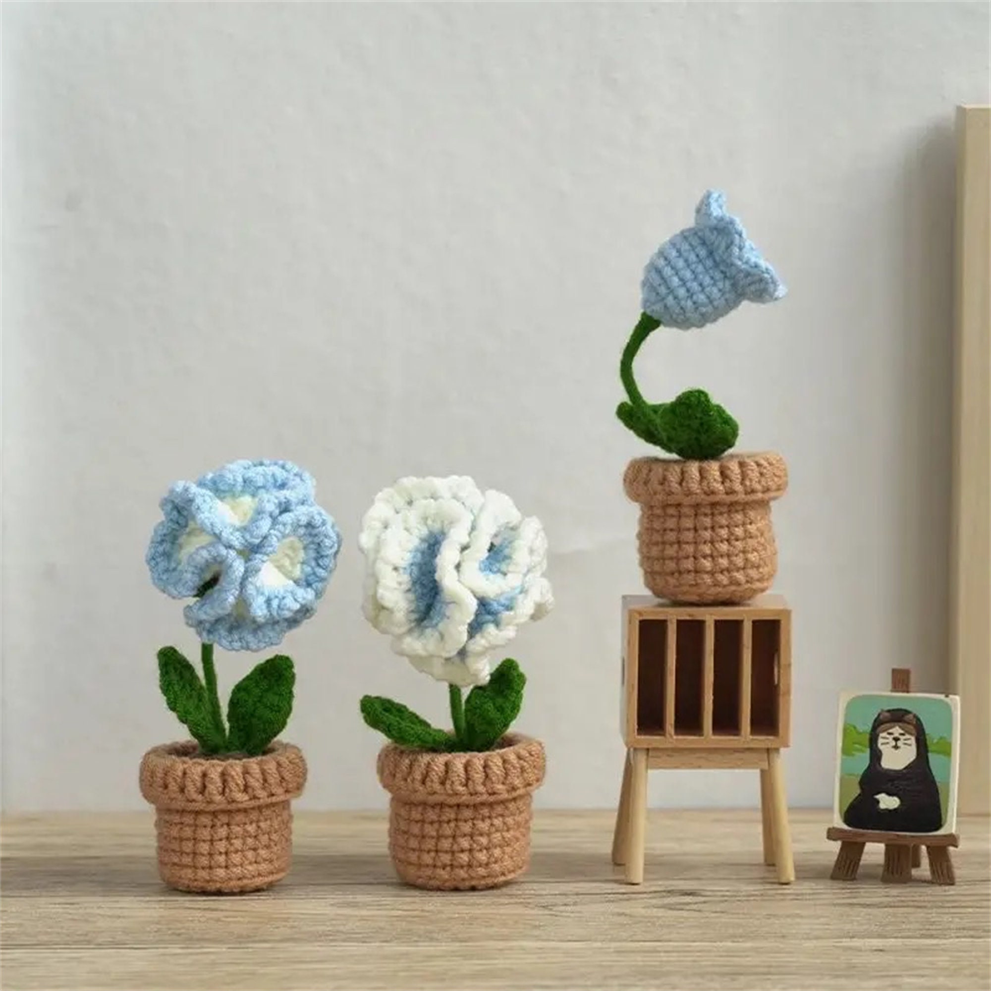 Mini Crochet Flowers-houseplant Decor-crochet Plants-car Charms-crochet ...