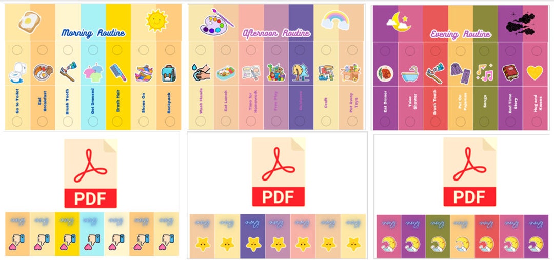 Morning, Afternoon & Evening Routine Chart, Planning Toddler Bedtime ...