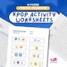 K-pop Activity Worksheets (digital Download) |k-pop Printables ...