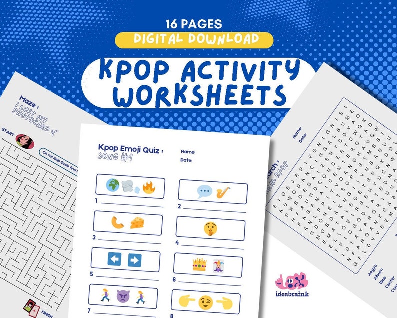 K-pop Activity Worksheets (digital Download) |k-pop Printables ...