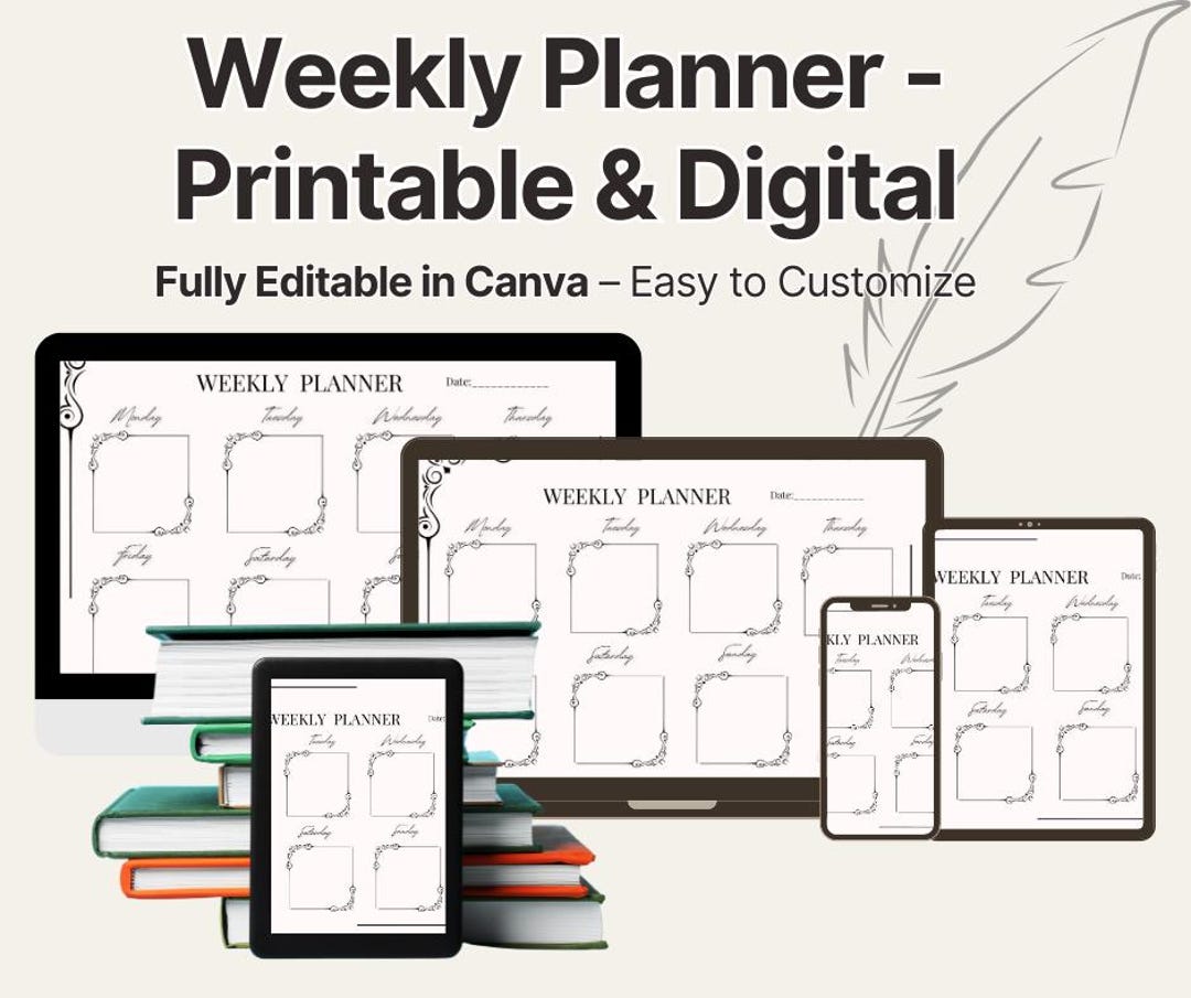 Weekly Planner Printable & Digital - Minimalist Editable Planner (PDF ...